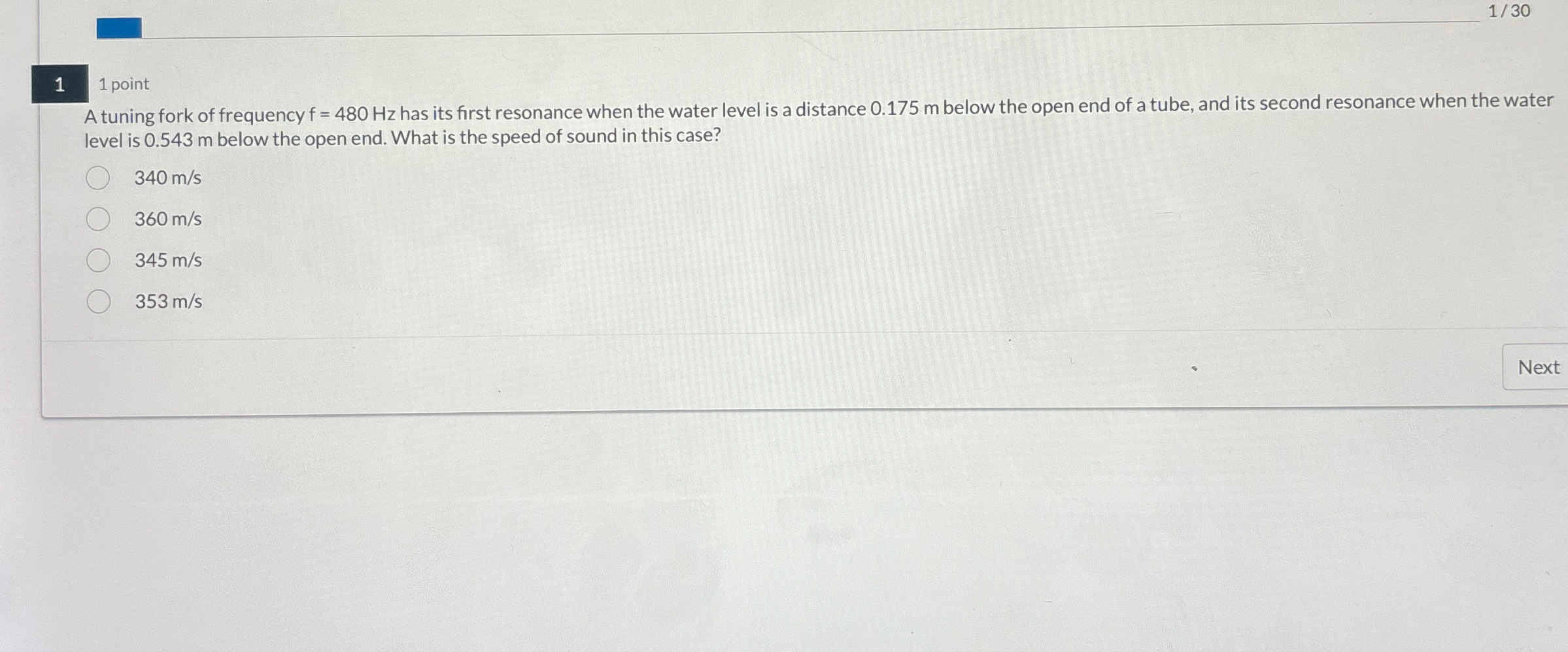 Solved 13011 ﻿pointA tuning fork of frequency f=480Hz ﻿has | Chegg.com