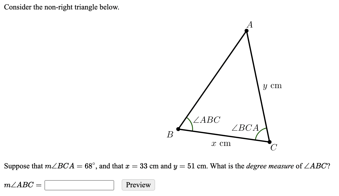 Solved Consider the non-right triangle below.Suppose that | Chegg.com