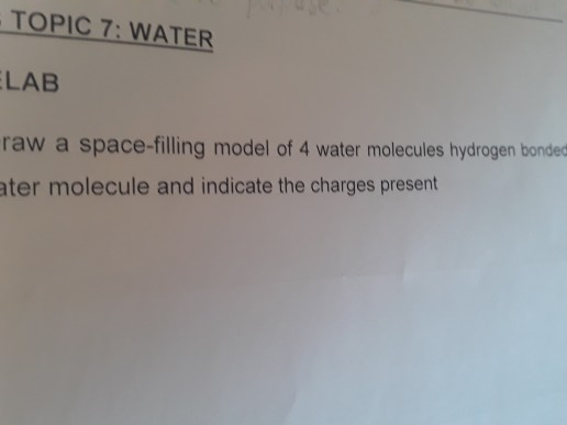 Solved TOPIC 7: WATER ELAB raw a space-filling model of 4 | Chegg.com