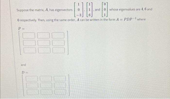 Solved Suppose the matrix, A, has eigenvectors | Chegg.com