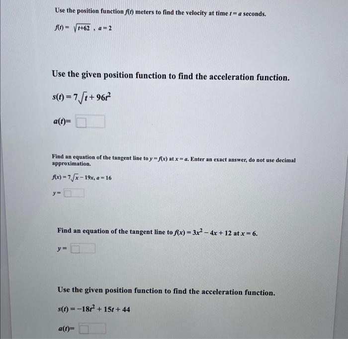 Solved Use the position function f(t) meters to find the | Chegg.com