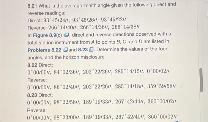 Solved 8.21 What is the average zenith angle given the | Chegg.com
