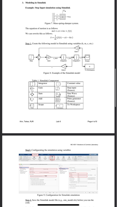 System Response Using Matlabsimulink Lab Dates S6