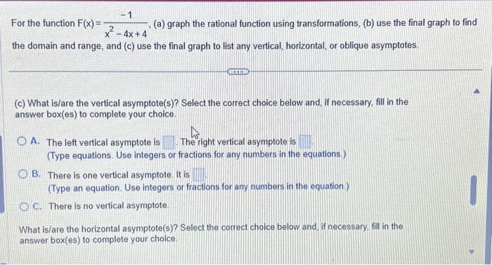 Solved For the function F(x)=x2−4x+4−1, (a) graph the | Chegg.com