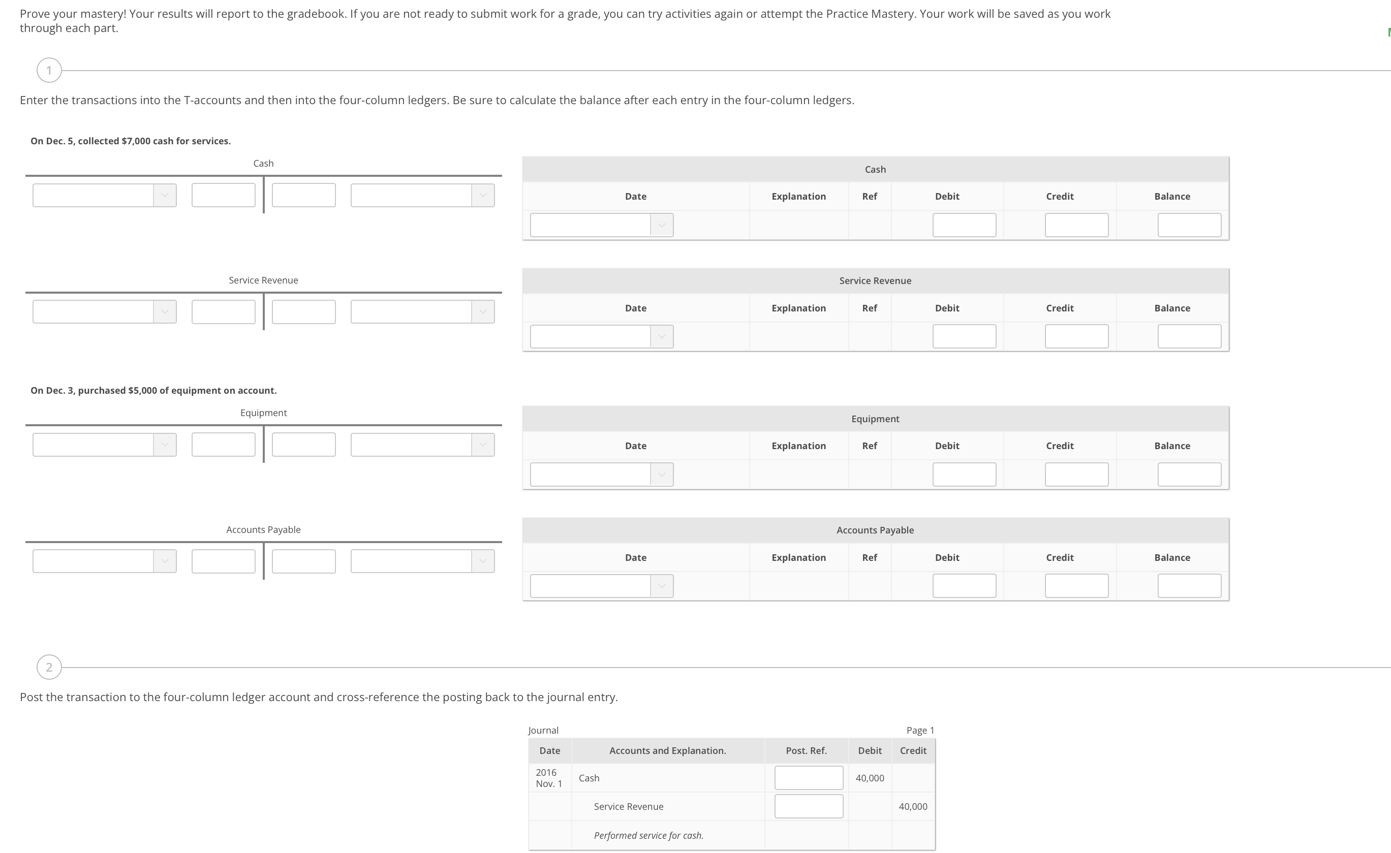 Solved through each part. Enter the transactions into the T | Chegg.com