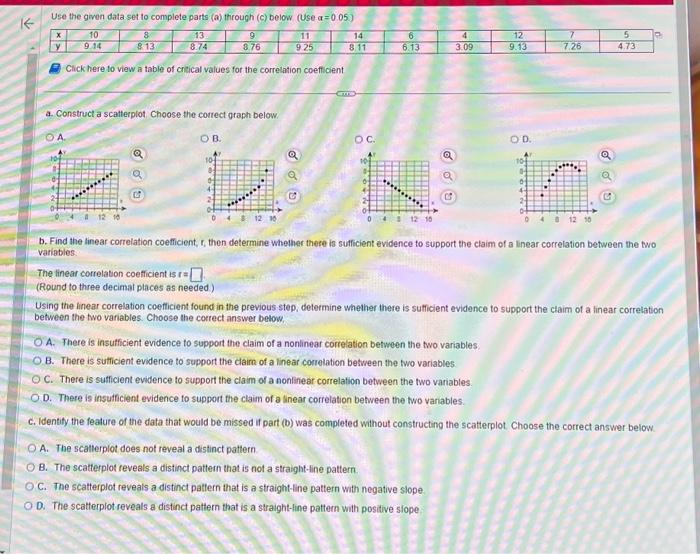 Solved Use the given data set to complete parts (a) through | Chegg.com