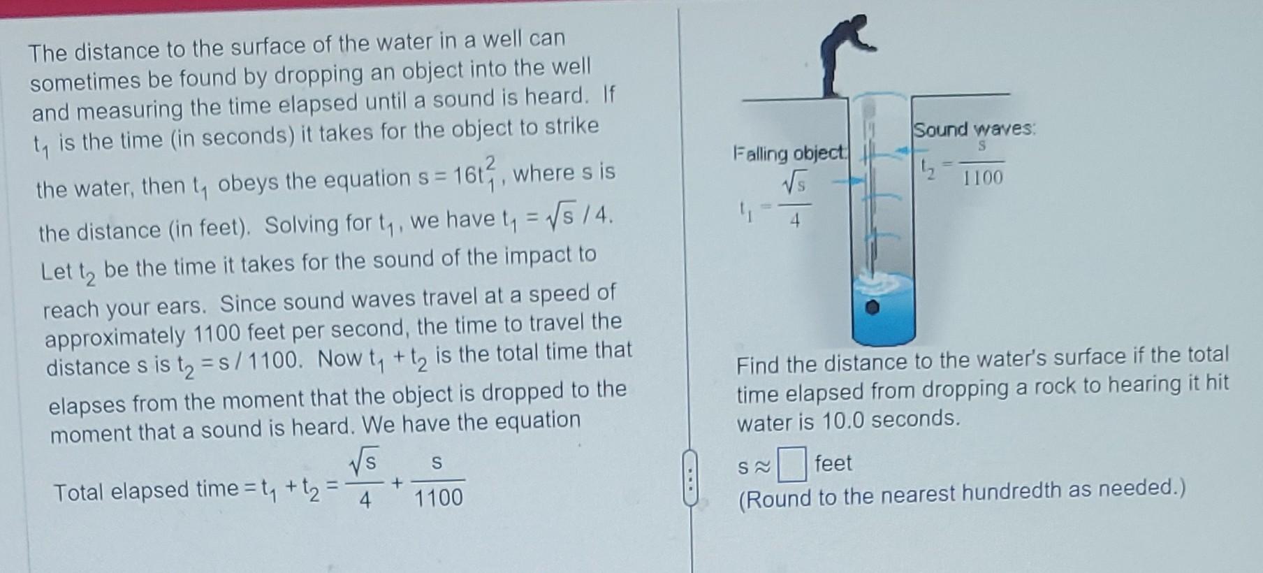 Solved The distance to the surface of the water in a well | Chegg.com
