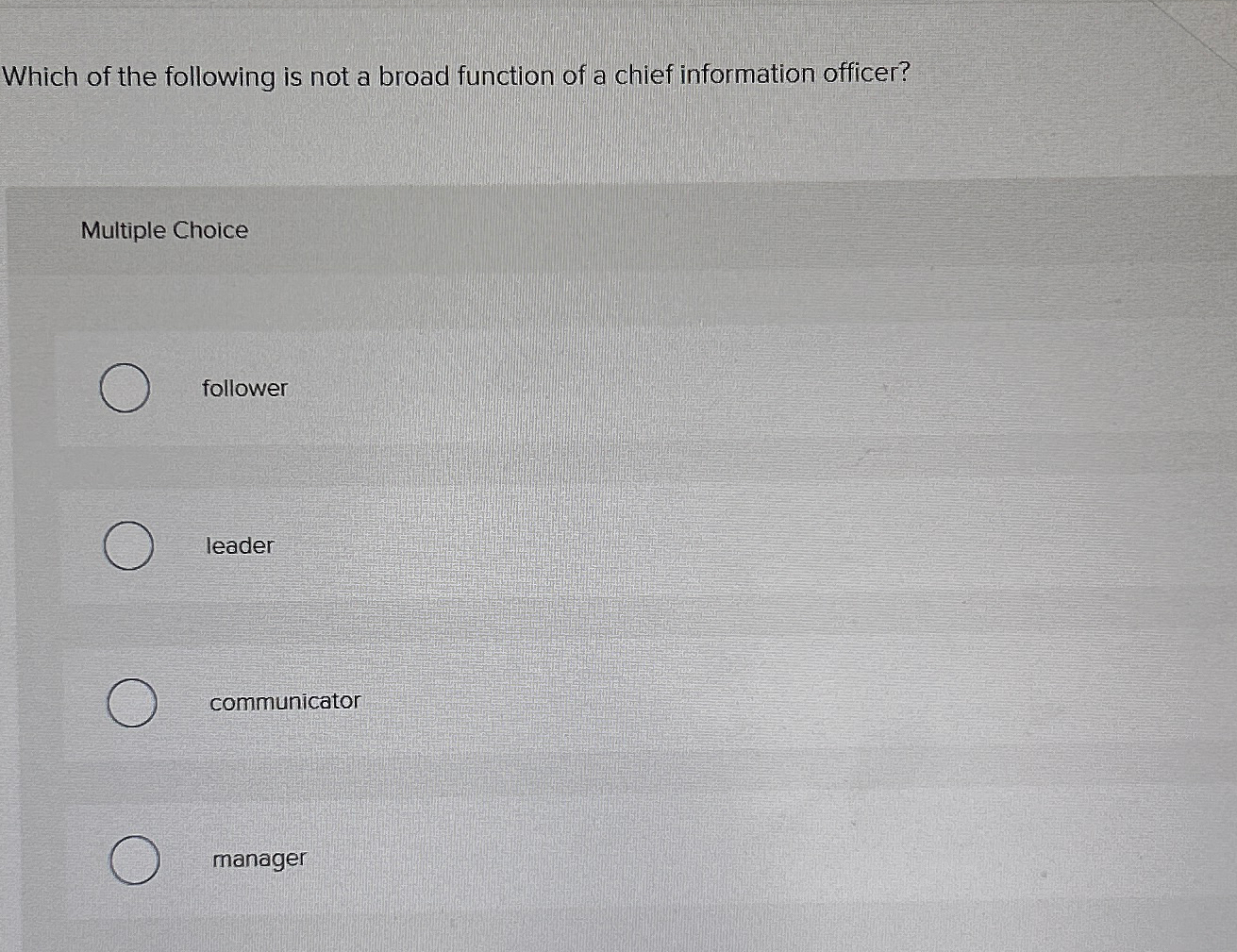 Solved Which of the following is not a broad function of a | Chegg.com
