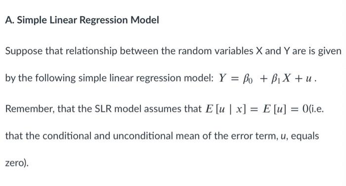 Solved A. Simple Linear Regression Model Suppose that | Chegg.com