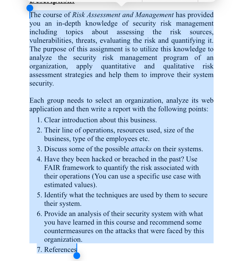 Solved The course of Risk Assessment and Management has | Chegg.com