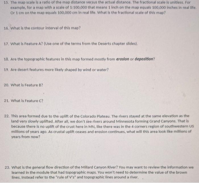 Solved 15. The map scale is a ratio of the map distance | Chegg.com