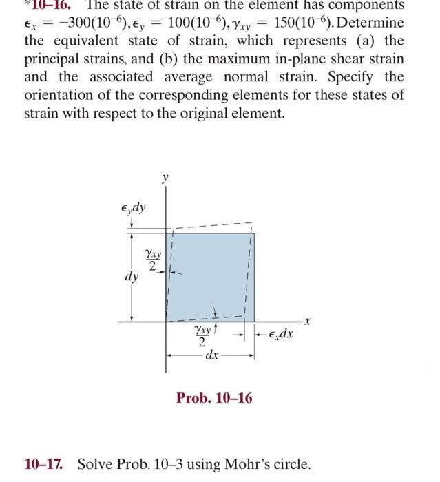 *10-16. The state of strain on the element has | Chegg.com