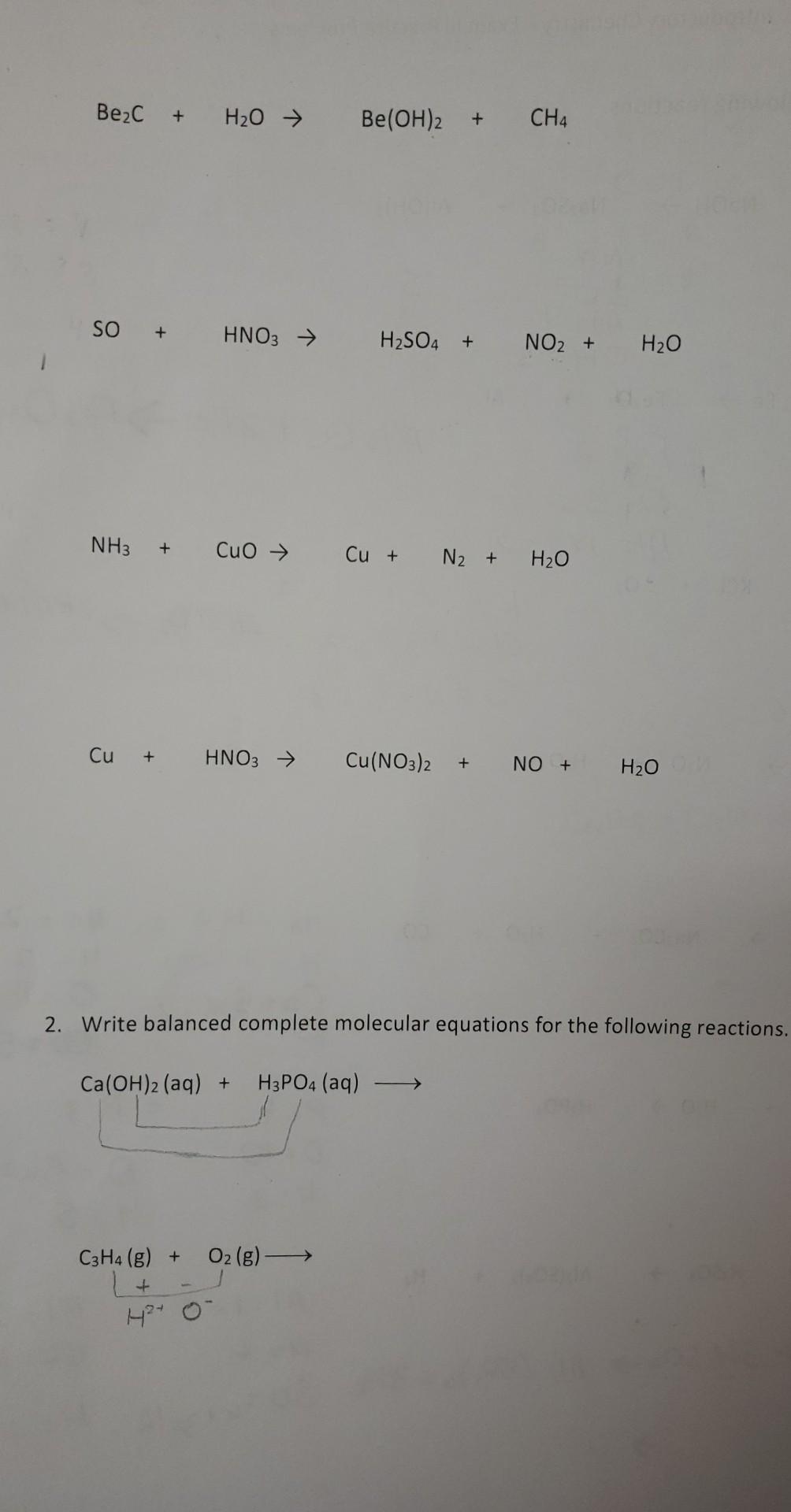 Solved SO+HNO3→H2SO4+NO2+H2O NH3+CuO→Cu+N2+H2O | Chegg.com