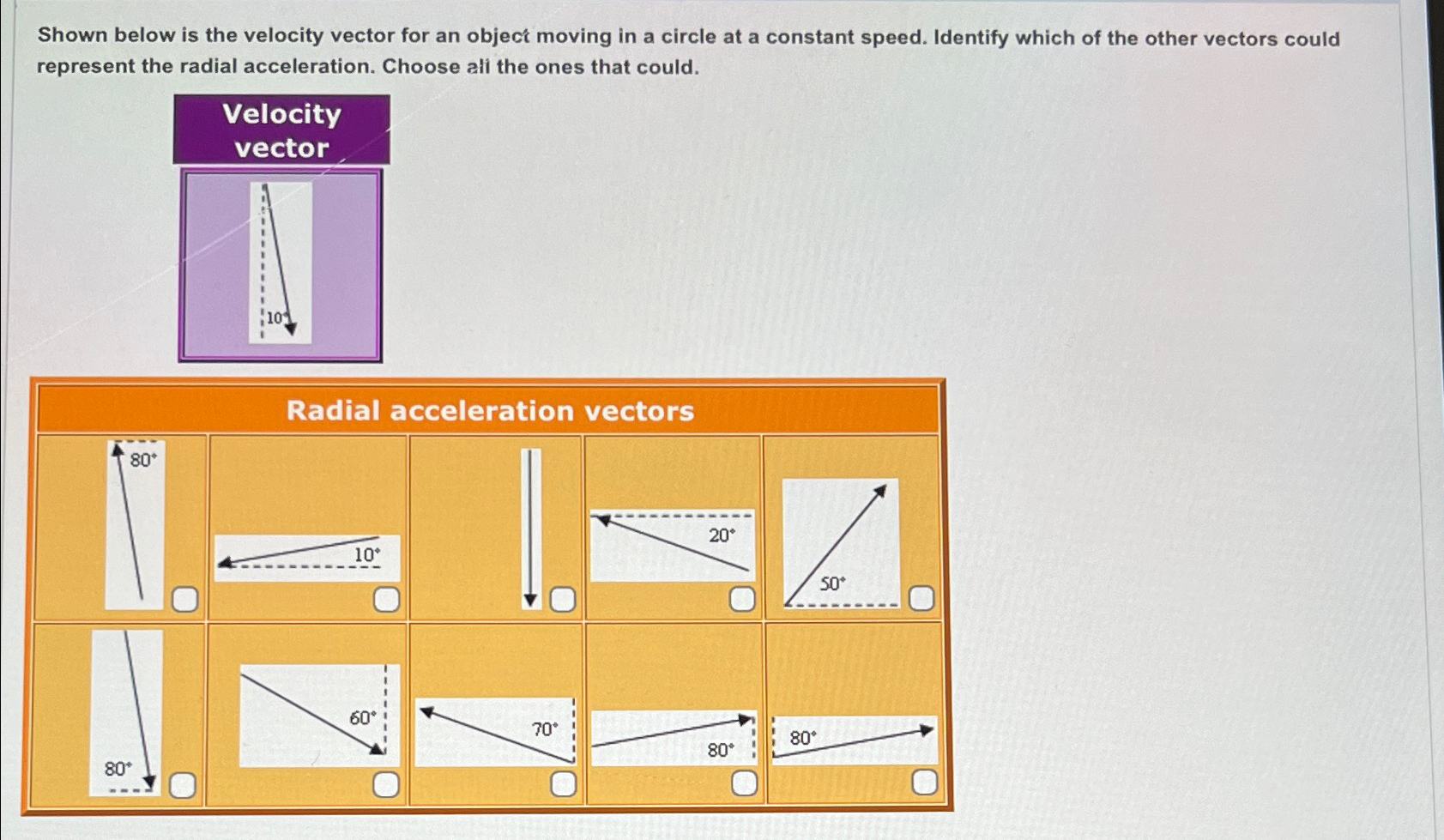 Solved Shown below is the velocity vector for an object | Chegg.com