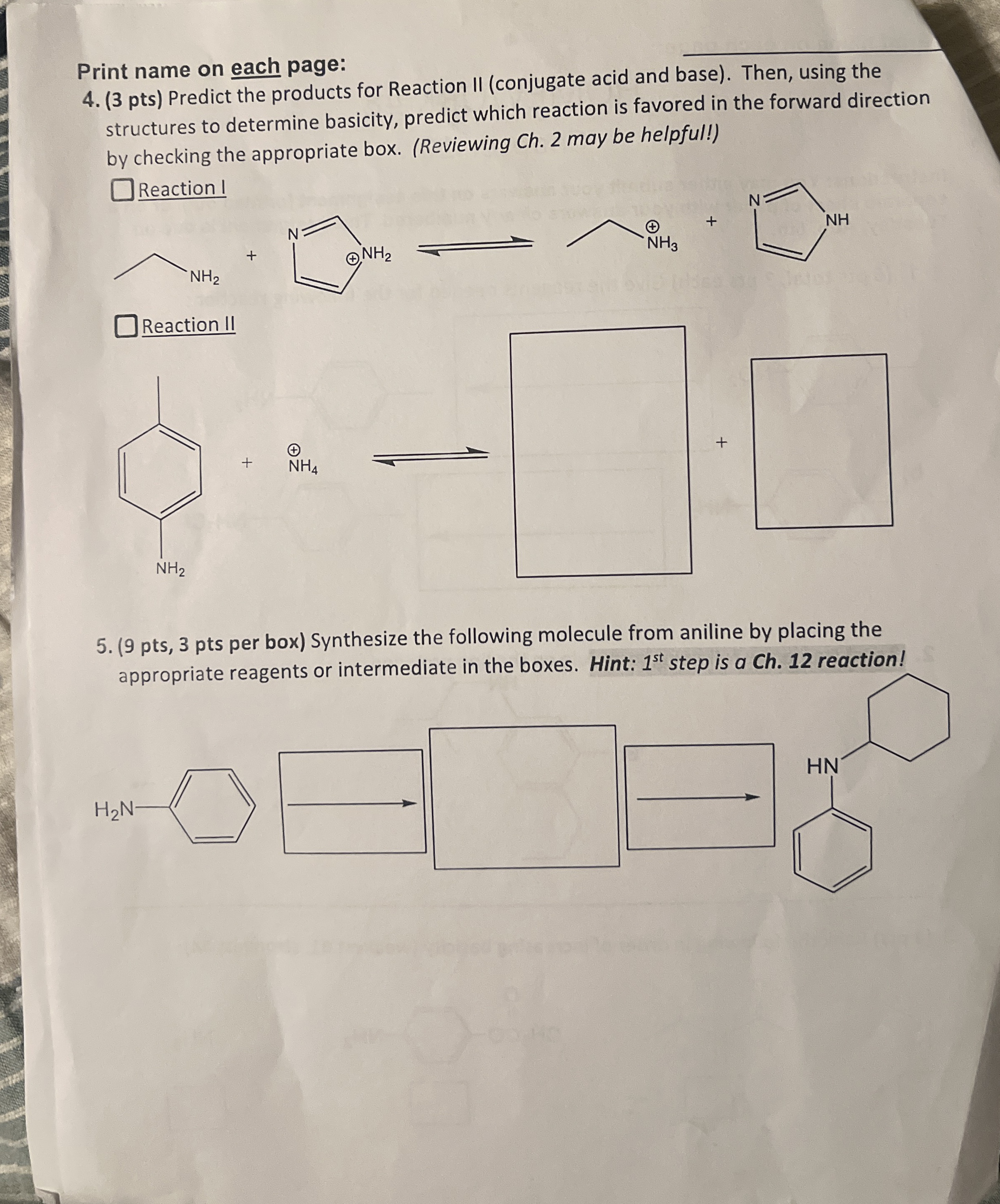 Solved Print name on each page:4. ( 3 ﻿pts) ﻿Predict the | Chegg.com