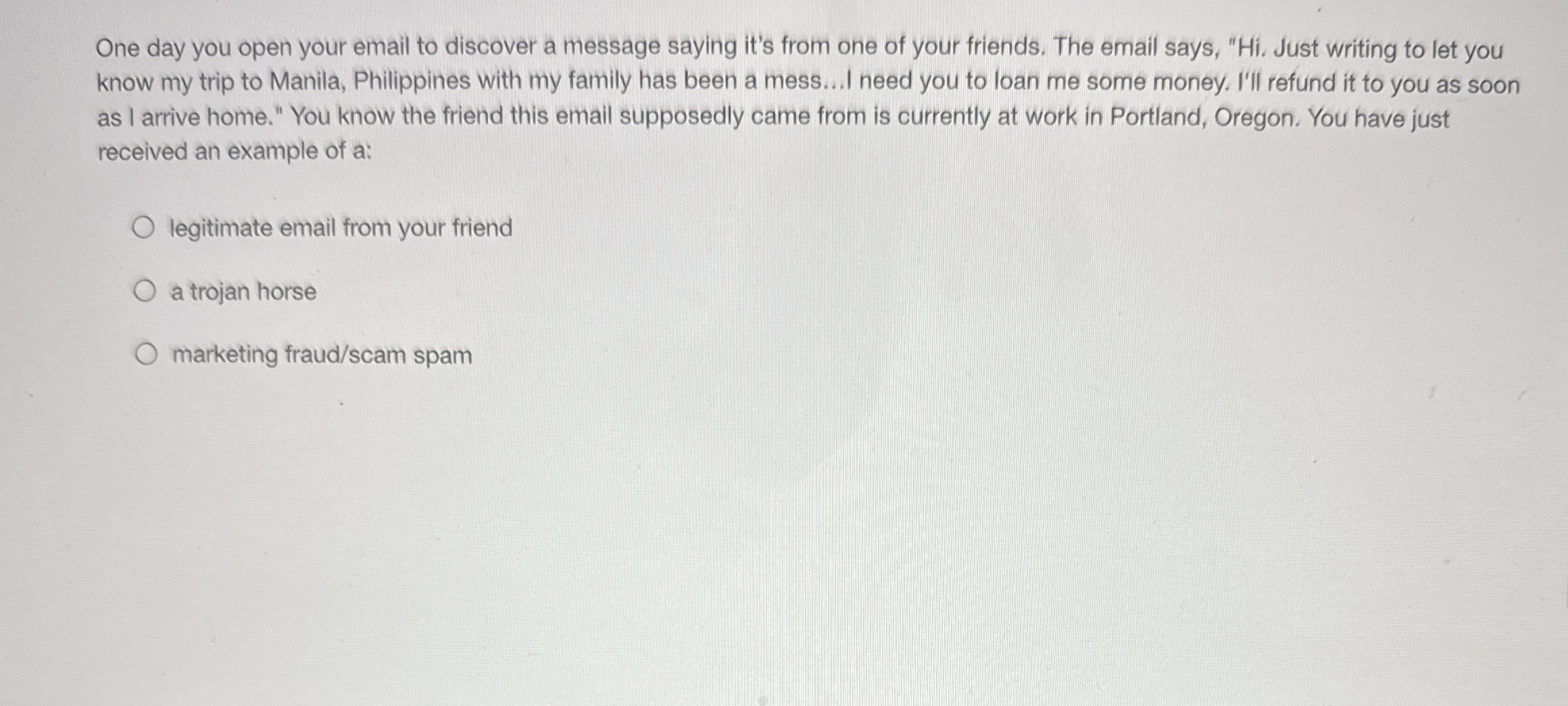 Solved One day you open your email to discover a message | Chegg.com