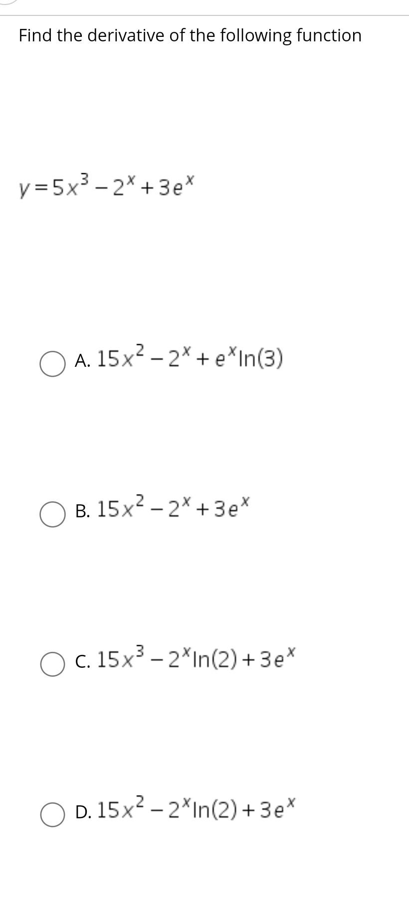 Solved Find the derivative of the following function y= | Chegg.com