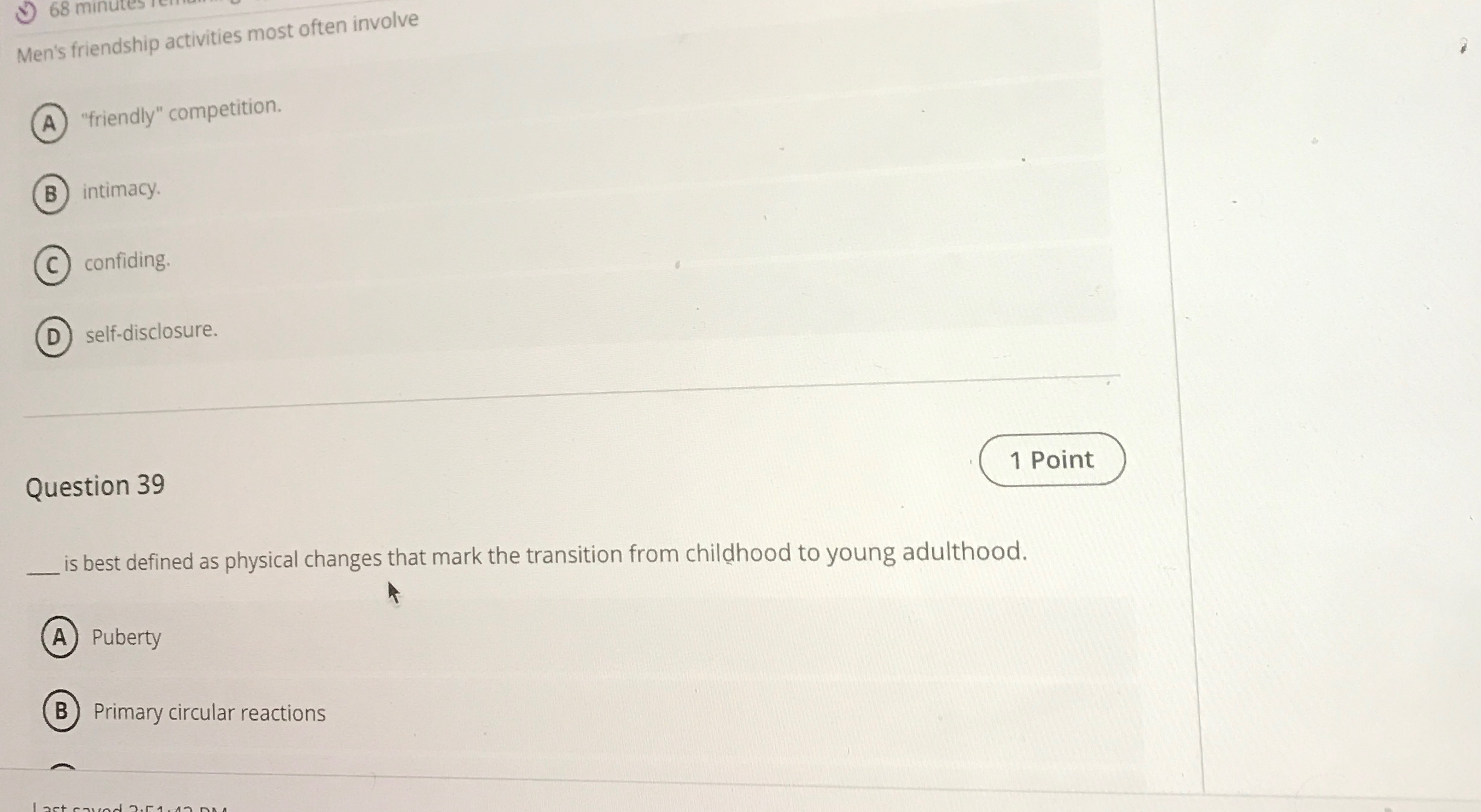 Solved Men's friendship activities most often involve | Chegg.com