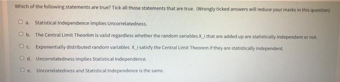 Solved Which of the following statements are true? Tick all | Chegg.com