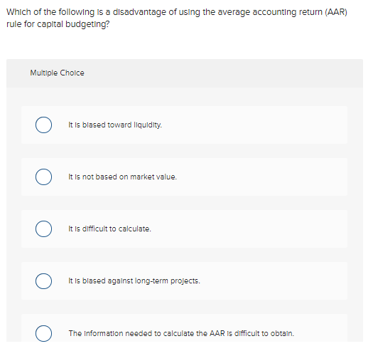 Solved Which of the following is a disadvantage of using the | Chegg.com