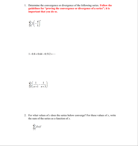 Solved Determine the convergence or divergence of the | Chegg.com
