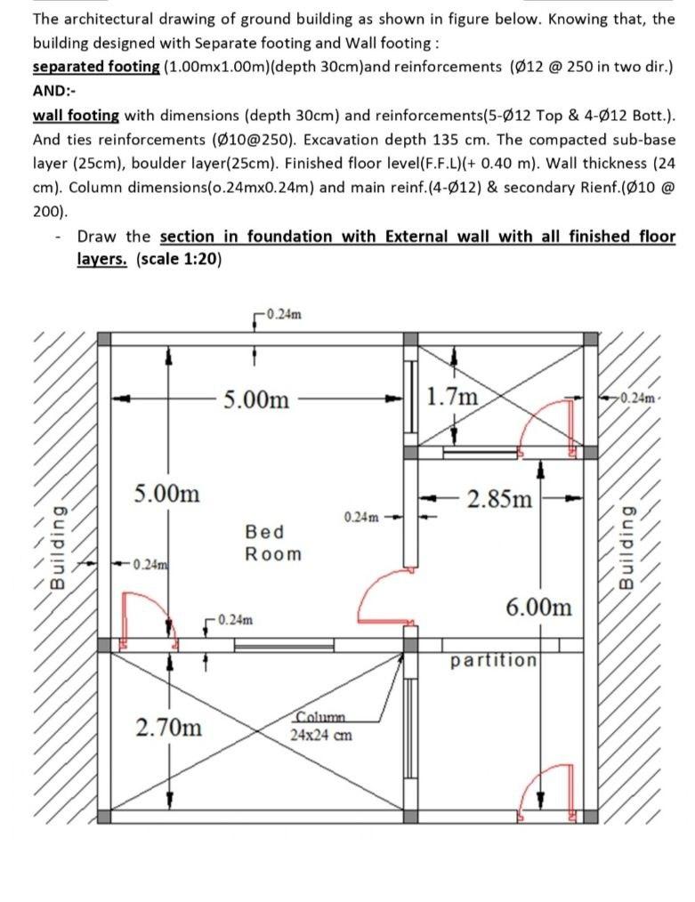 Solved The architectural drawing of ground building as shown | Chegg.com
