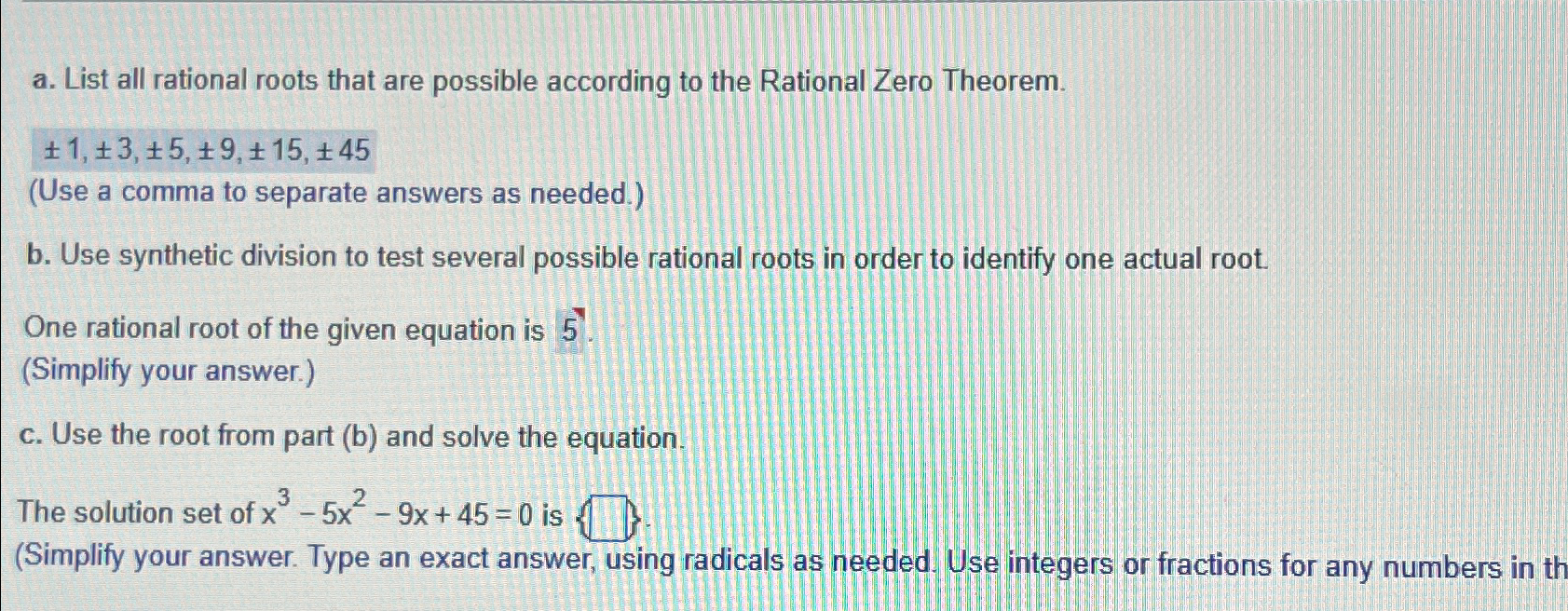 Solved a. ﻿List all rational roots that are possible | Chegg.com