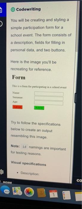 Solved Codewriting You will be creating and styling a simple | Chegg.com