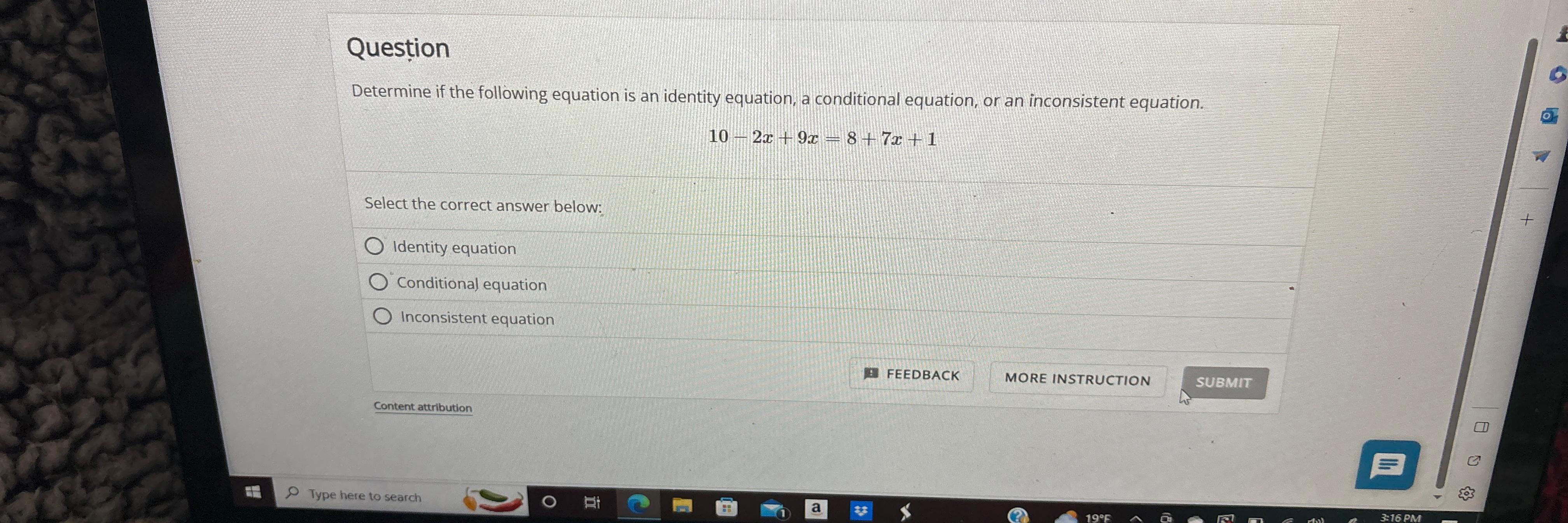 Solved QuestionDetermine if the following equation is an | Chegg.com