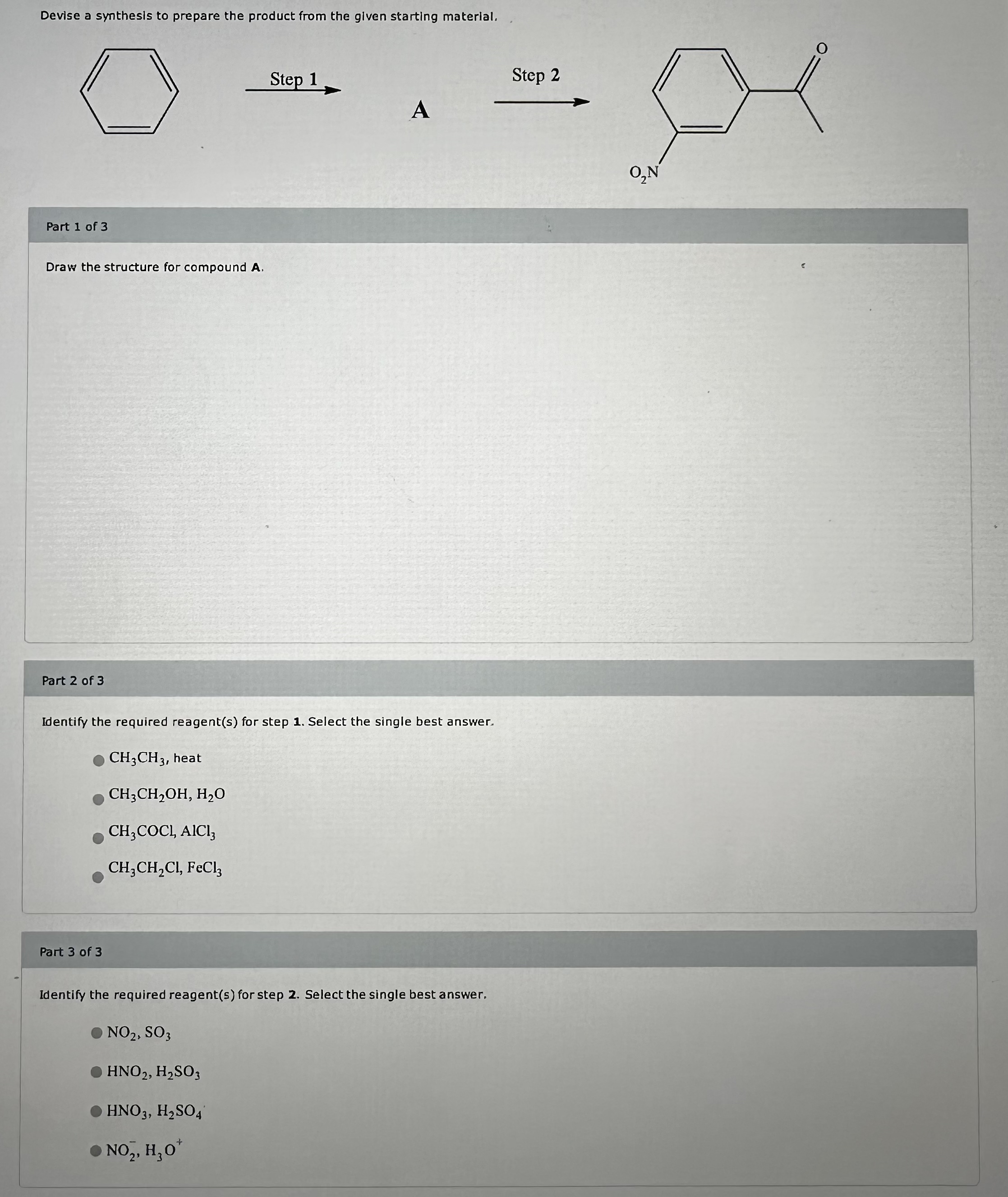 Solved Part 1 ﻿of 3Draw the structure for compound A.Part 2 | Chegg.com