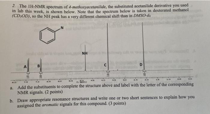 Solved 1. The 1H-NMR spectrum for acetanilide, taken in | Chegg.com