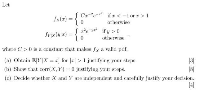 Solved Let Jx Cx-le-x? if x 1 10 otherwise S | Chegg.com