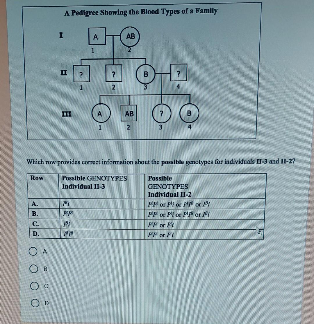 Solved A Pedigree Showing the Blood Types of a Family Which | Chegg.com