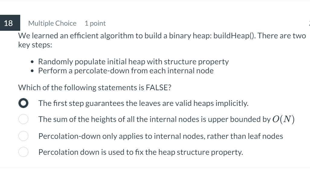 Solved We learned an efficient algorithm to build a binary | Chegg.com