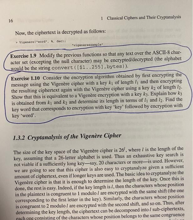 16 1 Classical Ciphers and Their Cryptanalysis Now, | Chegg.com