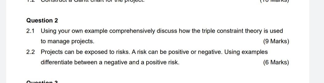 Solved Question 2 2.1 Using your own example comprehensively | Chegg.com