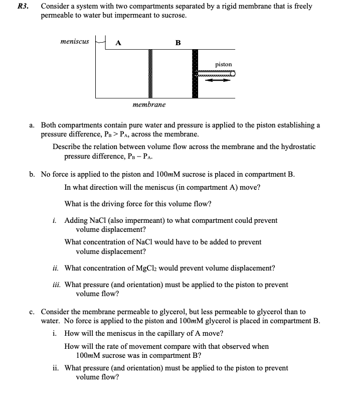 Solved R3. ﻿Consider a system with two compartments | Chegg.com