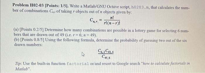 Solved Problem H02 03 [points 1 5] Write A Matlab Gnu