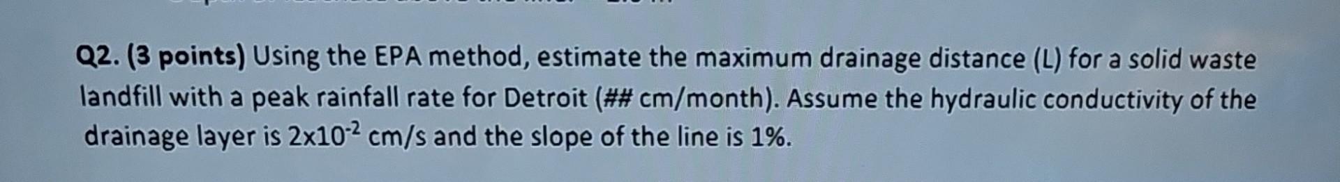 Solved Q2. (3 points) Using the EPA method, estimate the | Chegg.com