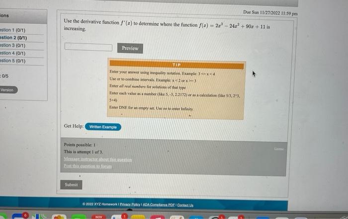 Solved Use the derivative function f′(x) to determine where | Chegg.com