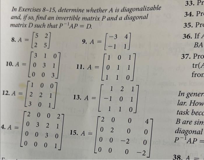 Solved In Exercises 8-15, determine whether A is | Chegg.com