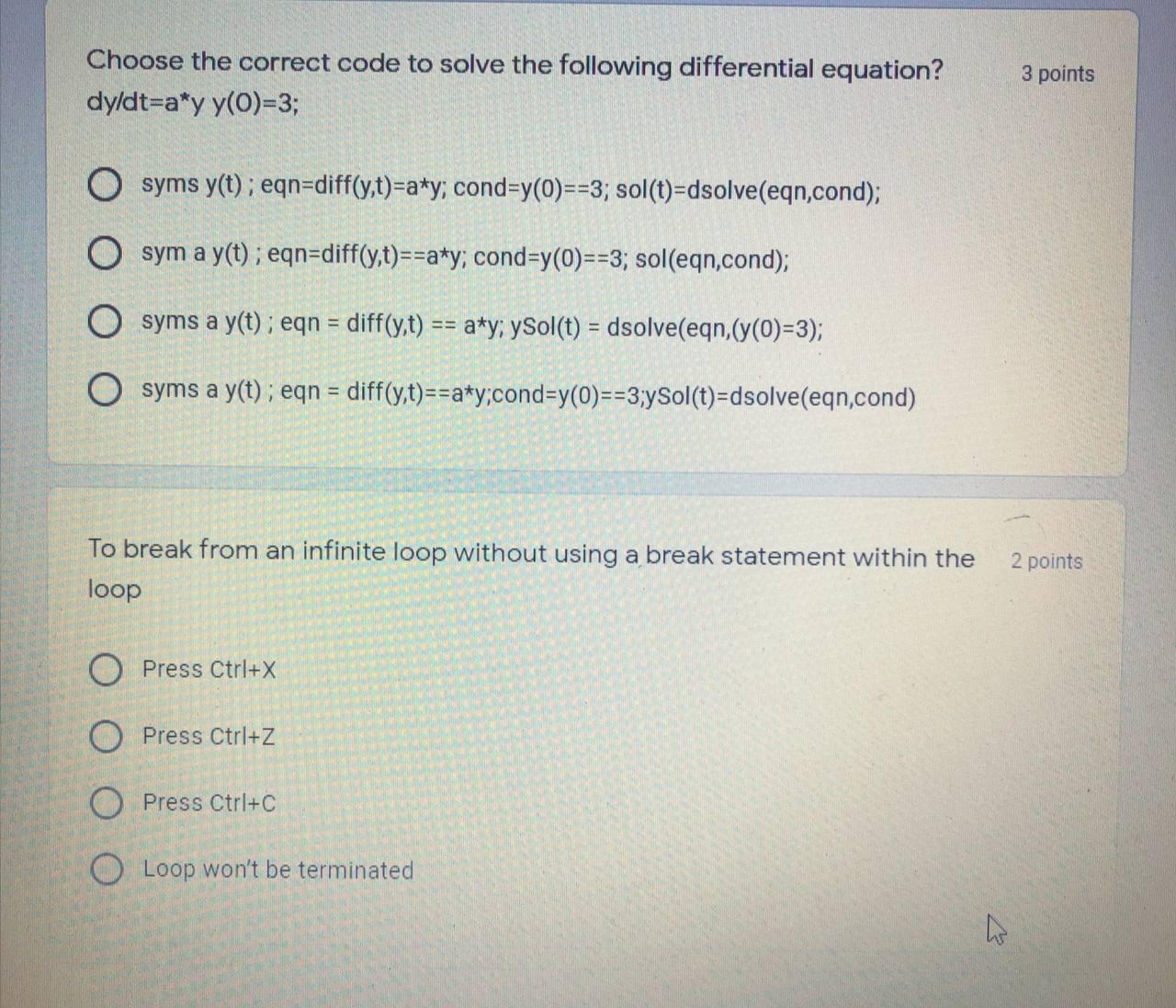 Solved Choose the correct code to solve the following | Chegg.com