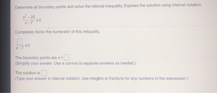 Solved Determine all boundary points and solve the rational | Chegg.com