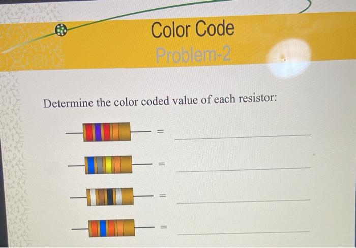 Solved Dorn Color Code Problem-1 Reviewing the color code, | Chegg.com