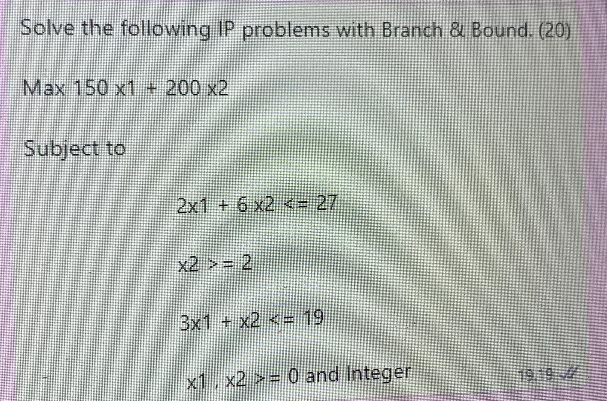 Solved Solve the following IP problems with Branch & Bound. | Chegg.com