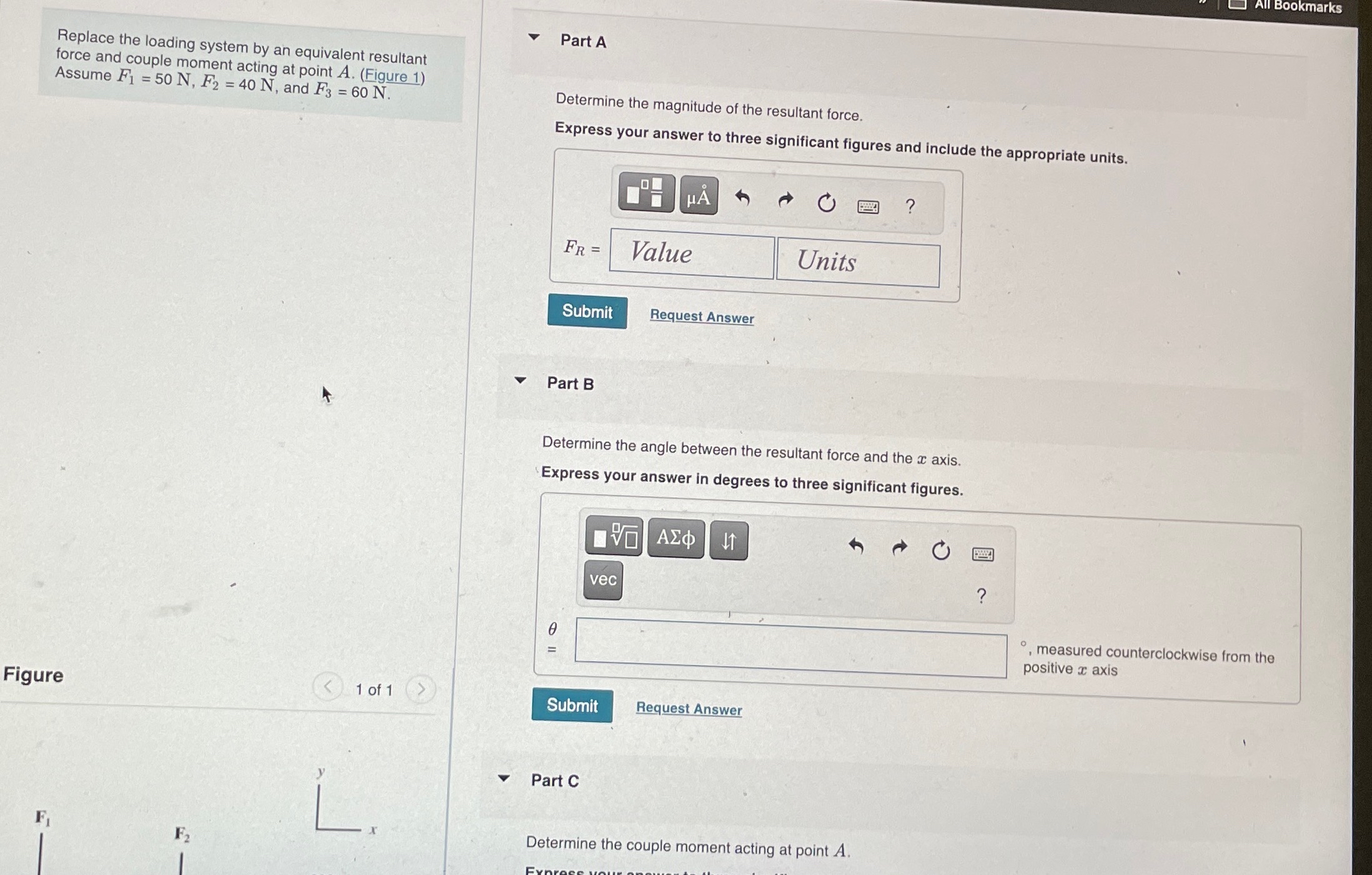 Replace the loading system by an equivalent resultant | Chegg.com
