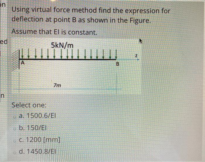 Solved on Using virtual force method find the expression for | Chegg.com