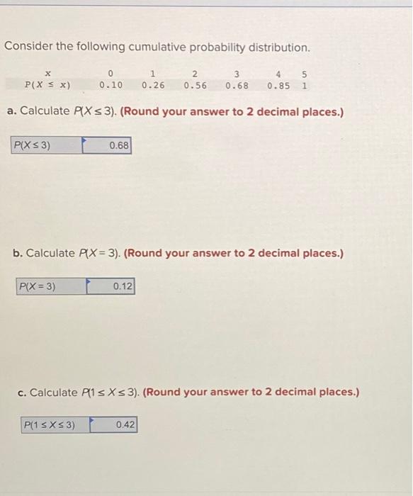 Consider the following cumulative probability | Chegg.com