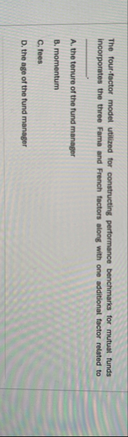 Solved The four-factor model utilized for constructing | Chegg.com
