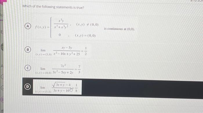 Solved Which of the following statements is true? (A) | Chegg.com